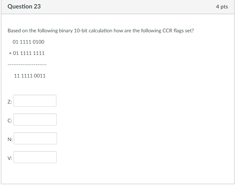Solved Question 23 4 pts Based on the following binary | Chegg.com