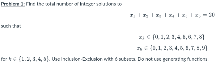 Problem 1: Find the total number of integer solutions | Chegg.com