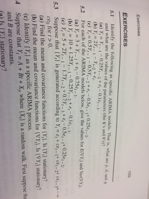 Solved Exercises 103 EXERCISES 5.1 .1 Identify the following | Chegg.com