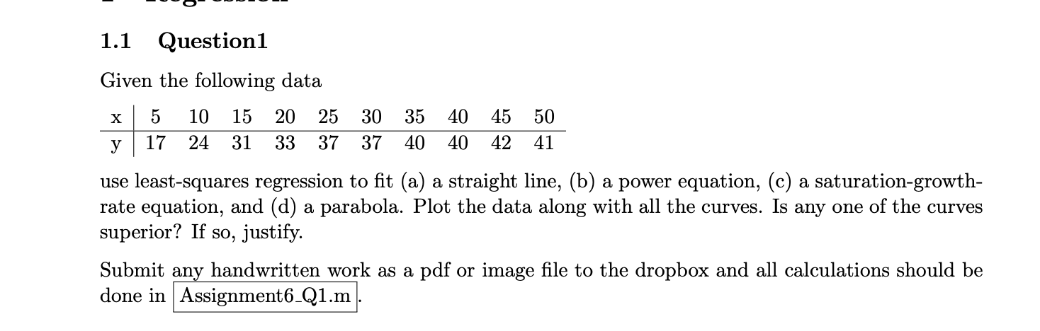 Given the following data use least-squares regression | Chegg.com