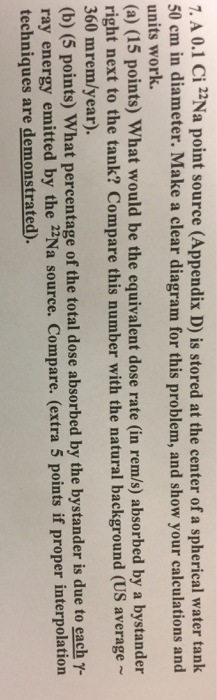 7. A 0.1 Ci 22Na point source (Appendix D) is stored | Chegg.com