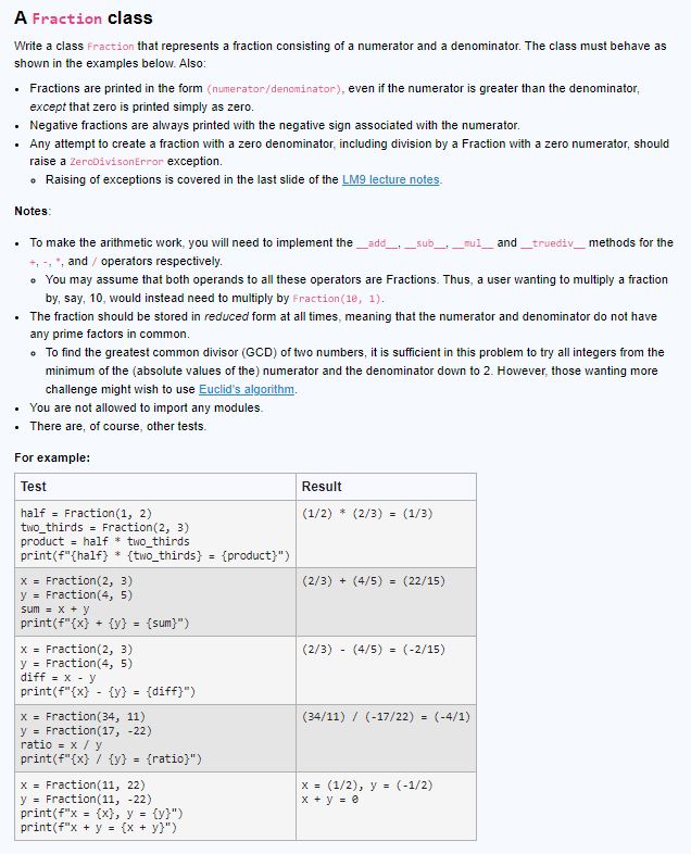 Solved A Fraction class Write a class fraction that | Chegg.com