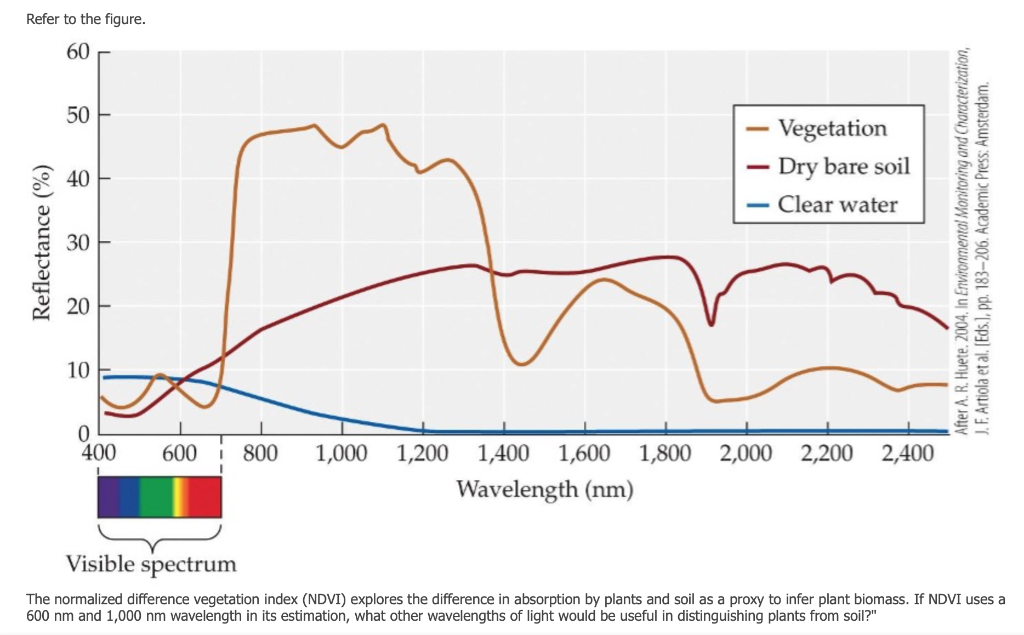 Solved The normalized difference vegetation index (NDVI) | Chegg.com