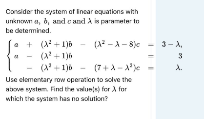Solved Consider the system of linear equations with unknown | Chegg.com