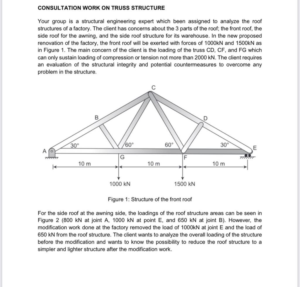 Solved CONSULTATION WORK ON TRUSS STRUCTURE Your group is a | Chegg.com