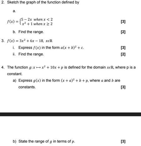 Solved 2. Sketch the graph of the function defined by a. [3] | Chegg.com
