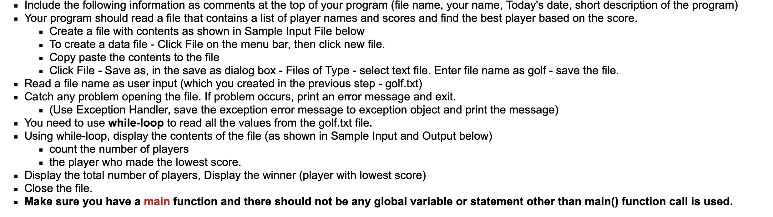 Solved • Include the following information as comments at | Chegg.com