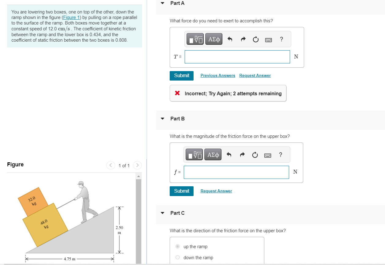 Solved You are lowering two boxes, one on top of the other, | Chegg.com