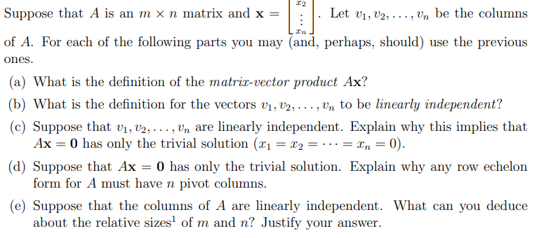 Solved 22 In Suppose that A is an m x n matrix and x = Let | Chegg.com