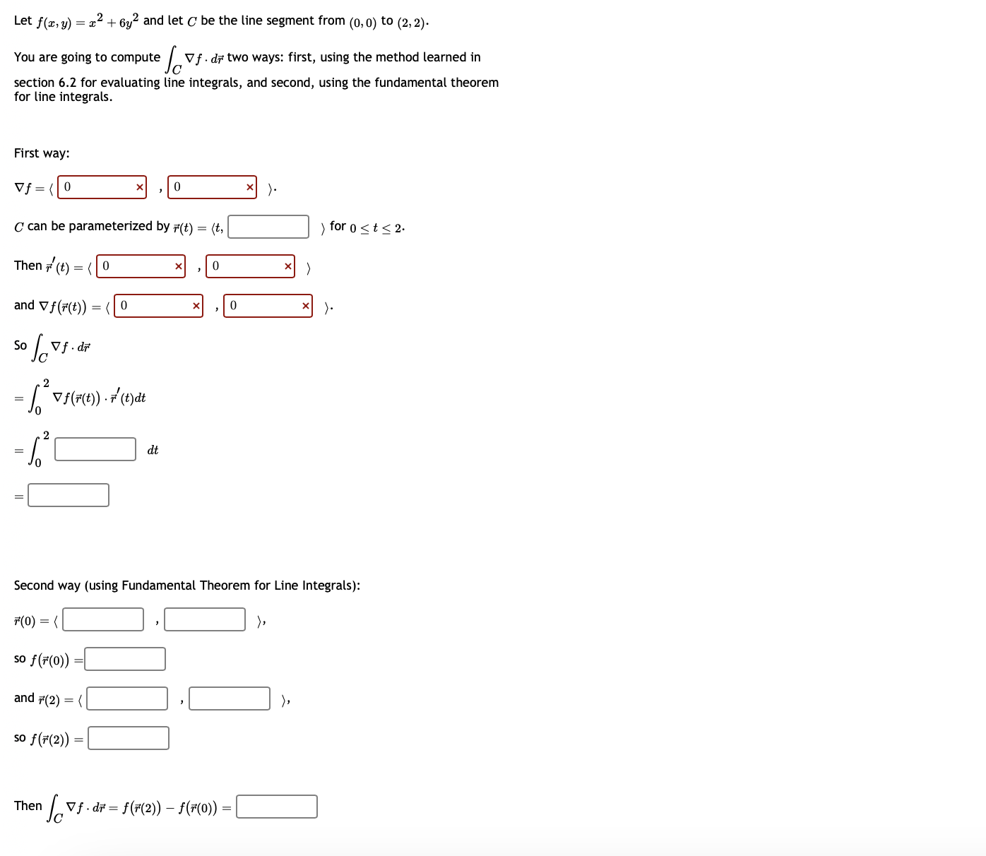 Solved Let f(x,y)=x2+6y2 ﻿and let C ﻿be the line segment | Chegg.com