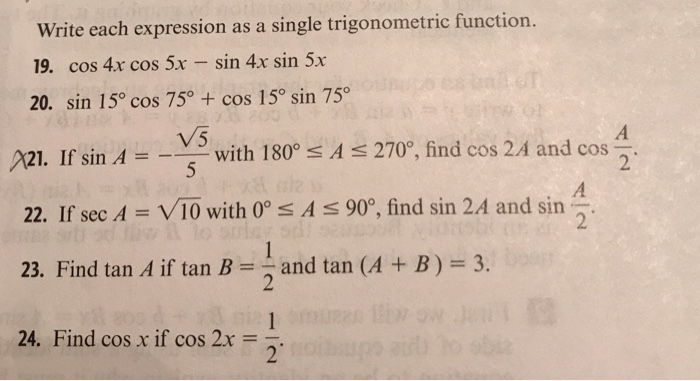 Solved Write each expression as a single trigonometric | Chegg.com
