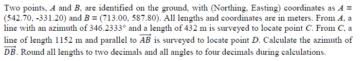 Solved Two points, A and B, are identified on the ground, | Chegg.com