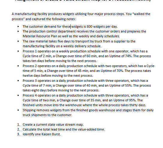 A manufacturing facility produces widgets utilizing | Chegg.com