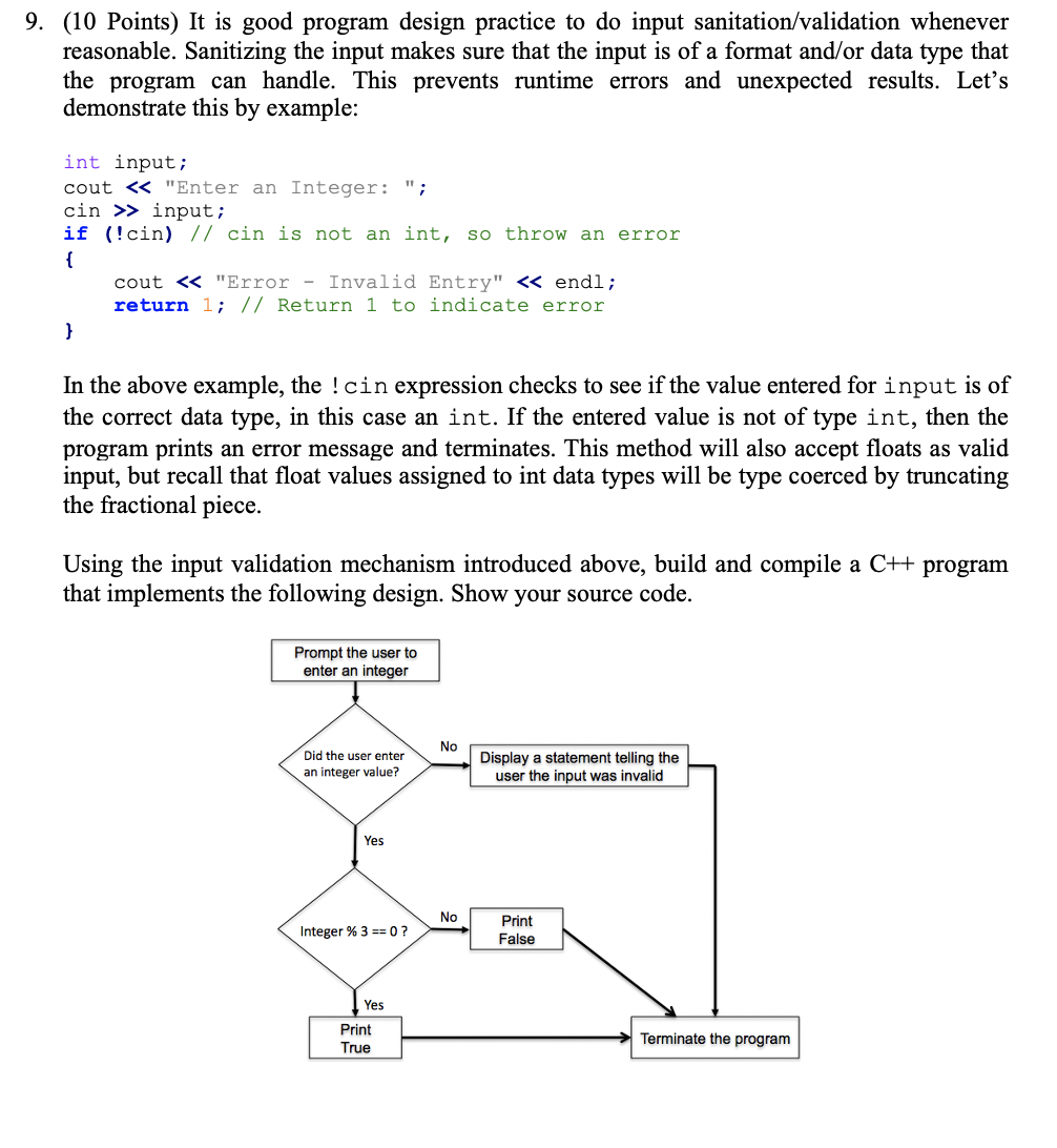 Solved 9. (10 Points) It is good program design practice to | Chegg.com