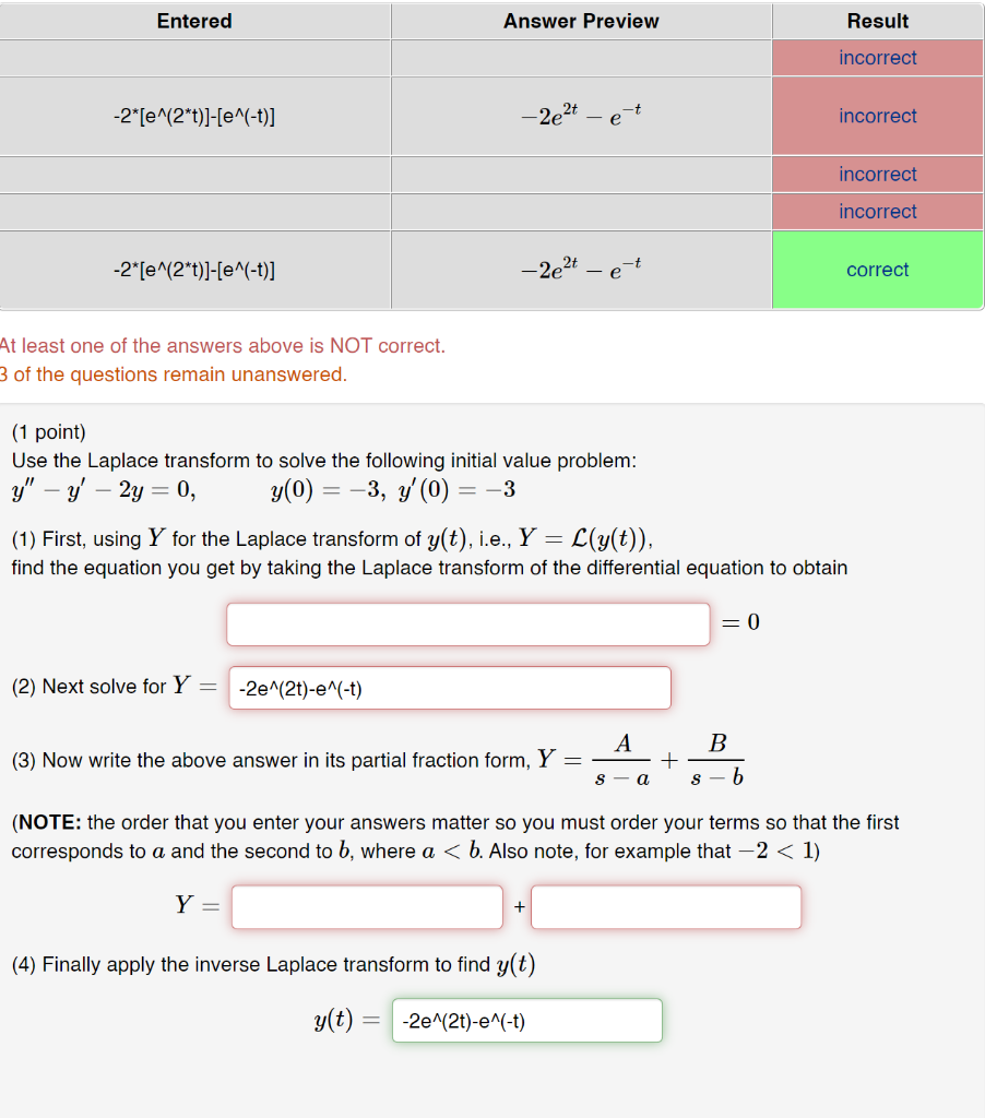 Solved Entered Answer Preview Result incorrect | Chegg.com