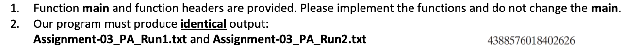 1. Function main and function headers are provided. | Chegg.com