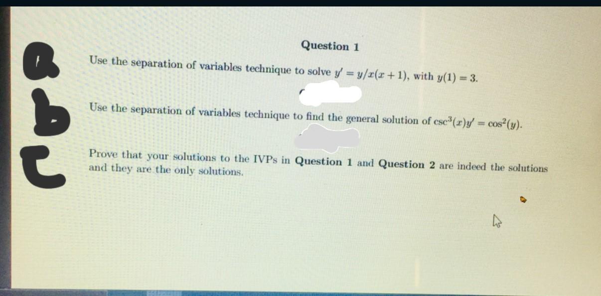 Solved Question 1 Use the separation of variables technique | Chegg.com