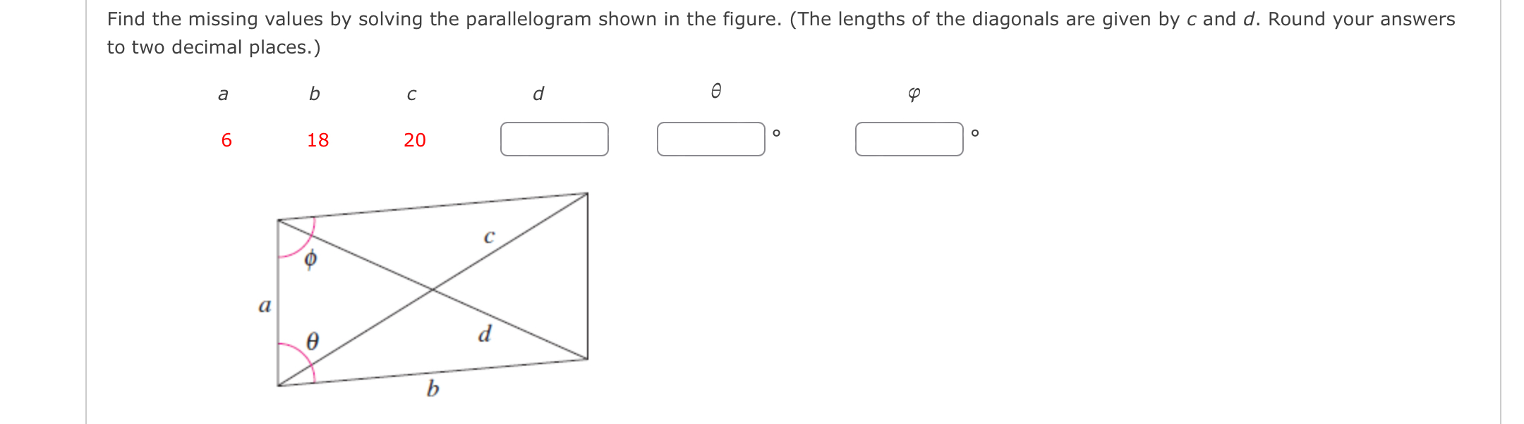 Solved Find the missing values by solving the parallelogram | Chegg.com
