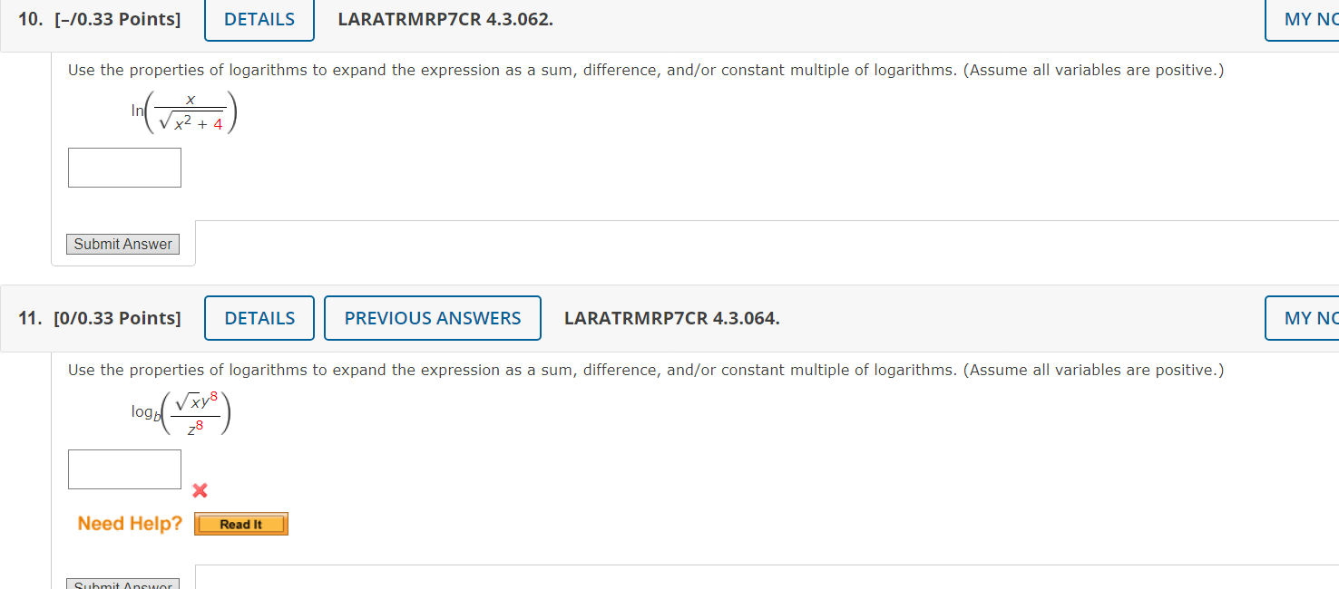 Solved Use the properties of logarithms to expand the | Chegg.com