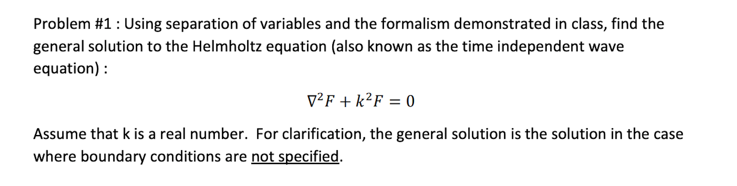 Solved Problem #1 : Using separation of variables and the | Chegg.com