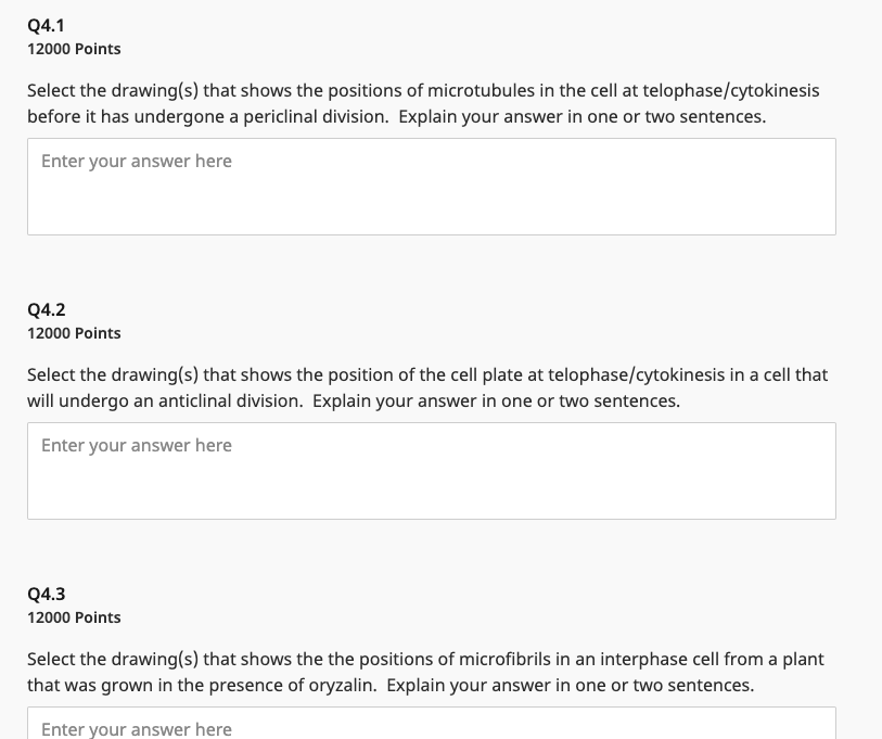 Solved For each question, choose the cell drawing(s) from | Chegg.com
