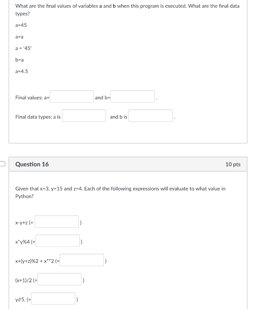 Solved What are the final values of variables a and b when | Chegg.com