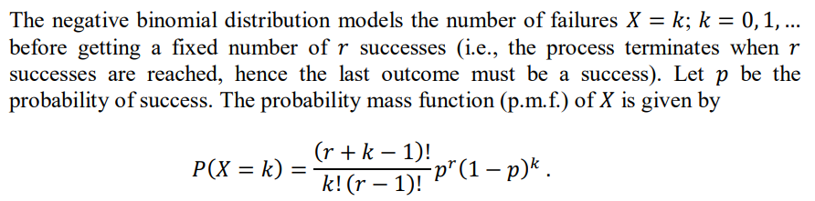 The negative binomial distribution models the number | Chegg.com