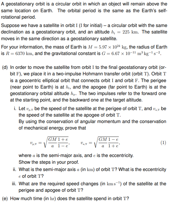 Solved geostationary orbit is a circular orbit in which an | Chegg.com