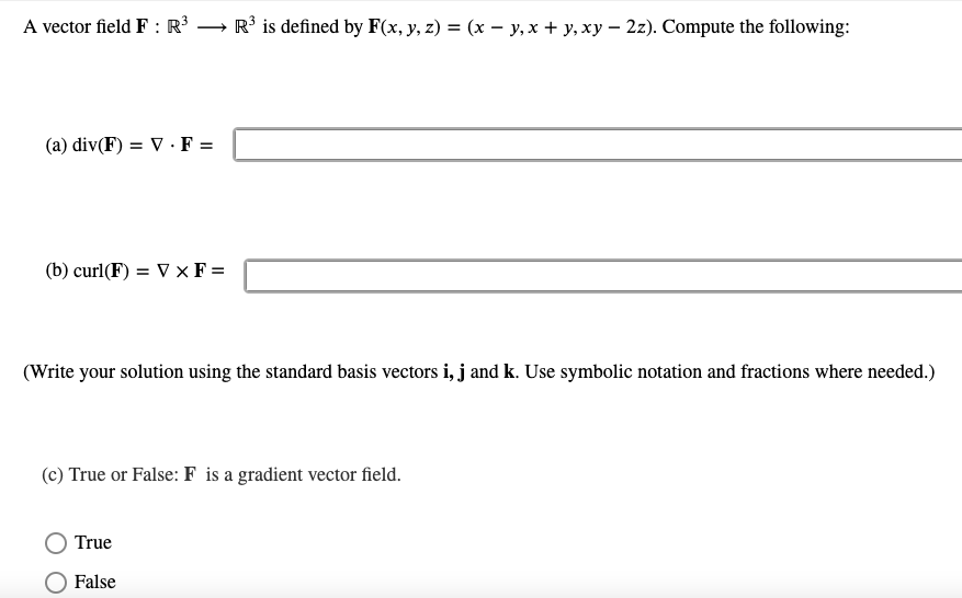 Solved A vector field F:R3longrightarrowR3 ﻿is defined by | Chegg.com