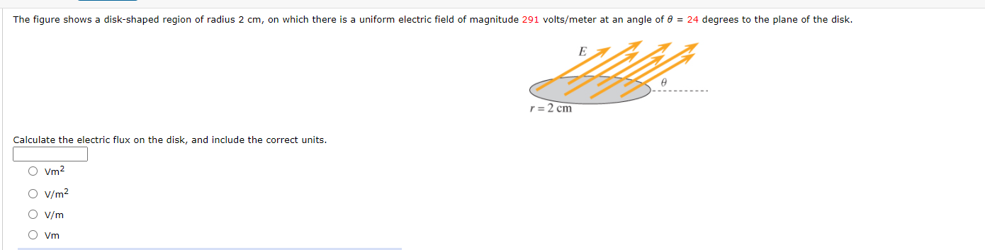 Solved The figure shows a disk-shaped region of radius 2 cm, | Chegg.com