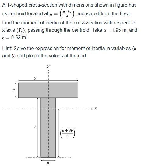 Solved A T-shaped cross-section with dimensions shown in | Chegg.com