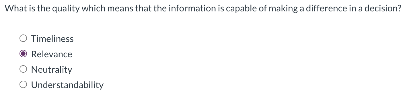 Solved What is the quality which means that the information | Chegg.com