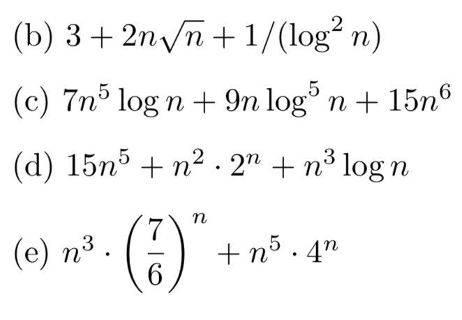 Solved Give the asymptotic values of the following | Chegg.com