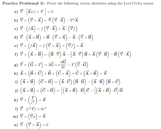 Solved Practice Problem# 2:- Prove the following vector | Chegg.com