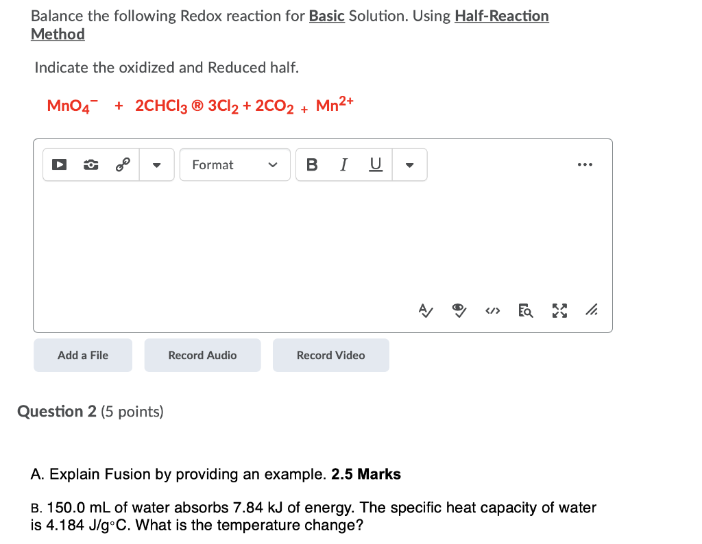 Solved Balance the following Redox reaction for Basic | Chegg.com