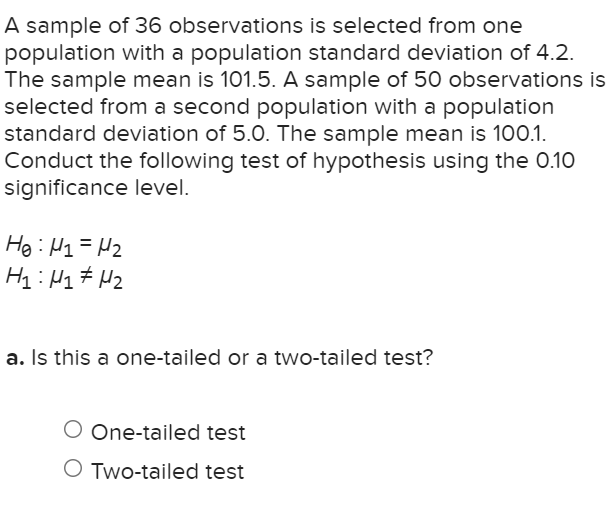 Solved A sample of 36 observations is selected from one | Chegg.com