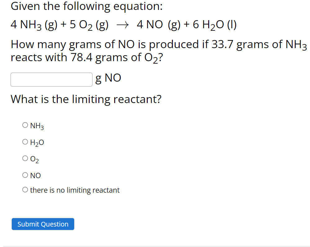 Solved Given the following equation: 4NH3( g)+5O2( | Chegg.com