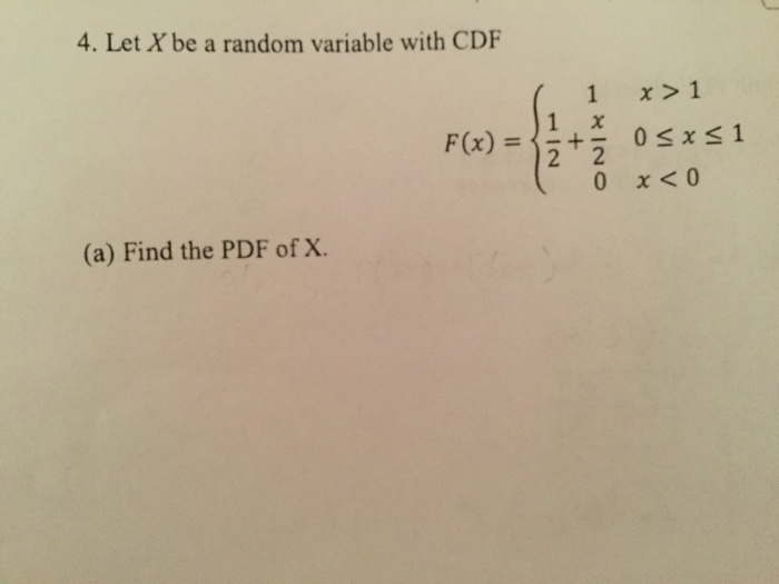 Solved 4. Let X be a random variable with CDF (a) Find the | Chegg.com