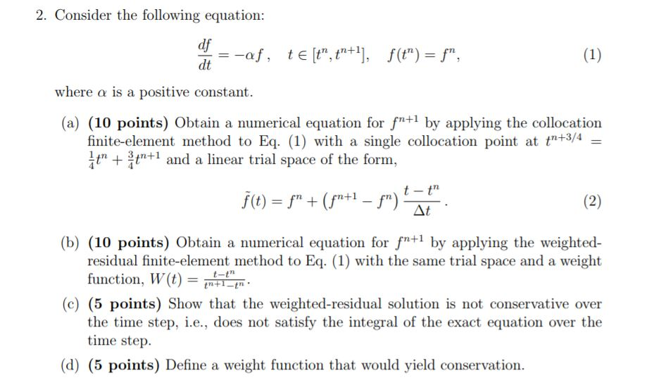 2. Consider the following equation: df dt el t E tn, | Chegg.com