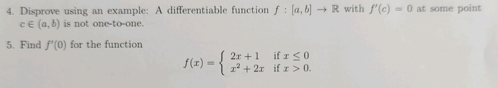 Solved Disprove using an example: A differentiable function | Chegg.com