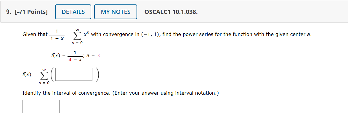 Solved Given that 11-x=∑n=0∞xn ﻿with convergence in (-1,1), | Chegg.com