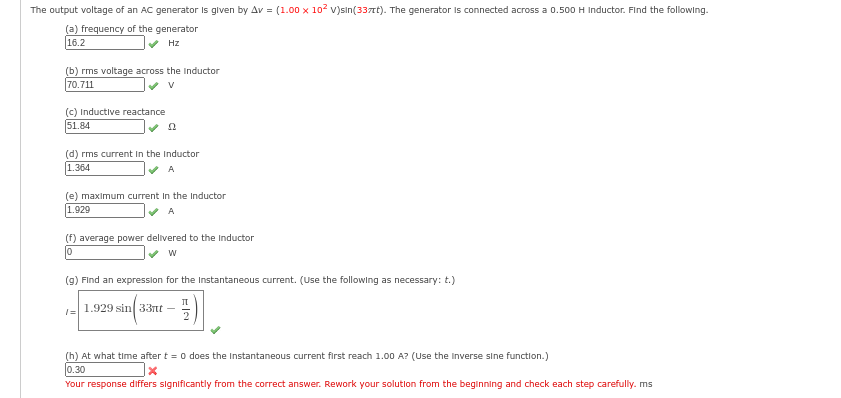 Solved The output voltage of an AC generator is given by | Chegg.com