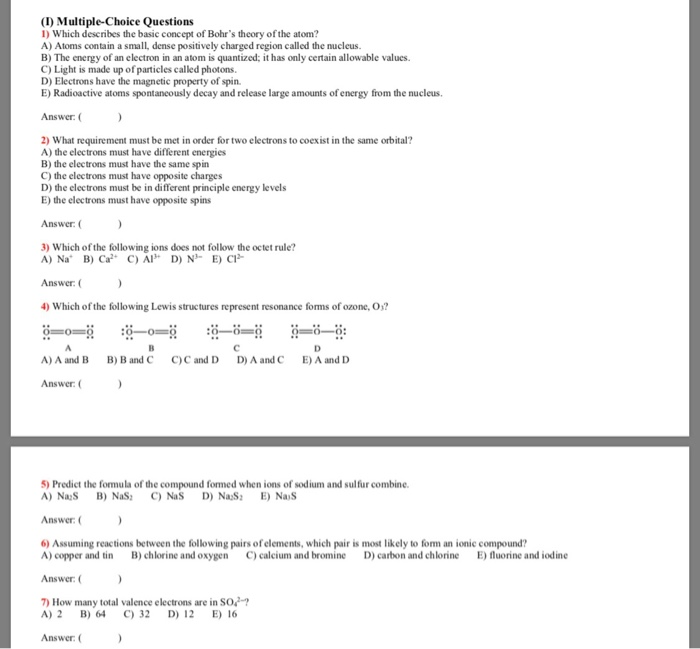 Solved (I) Multiple-Choice Questions 1) Which describes the | Chegg.com