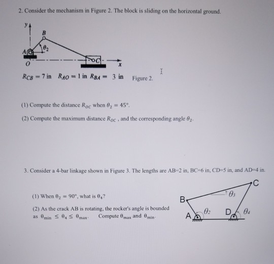Solved 2. Consider the mechanism in Figure 2. The block is | Chegg.com