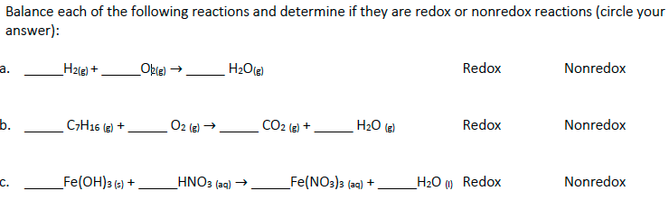 Solved Balance each of the following reactions and determine | Chegg.com