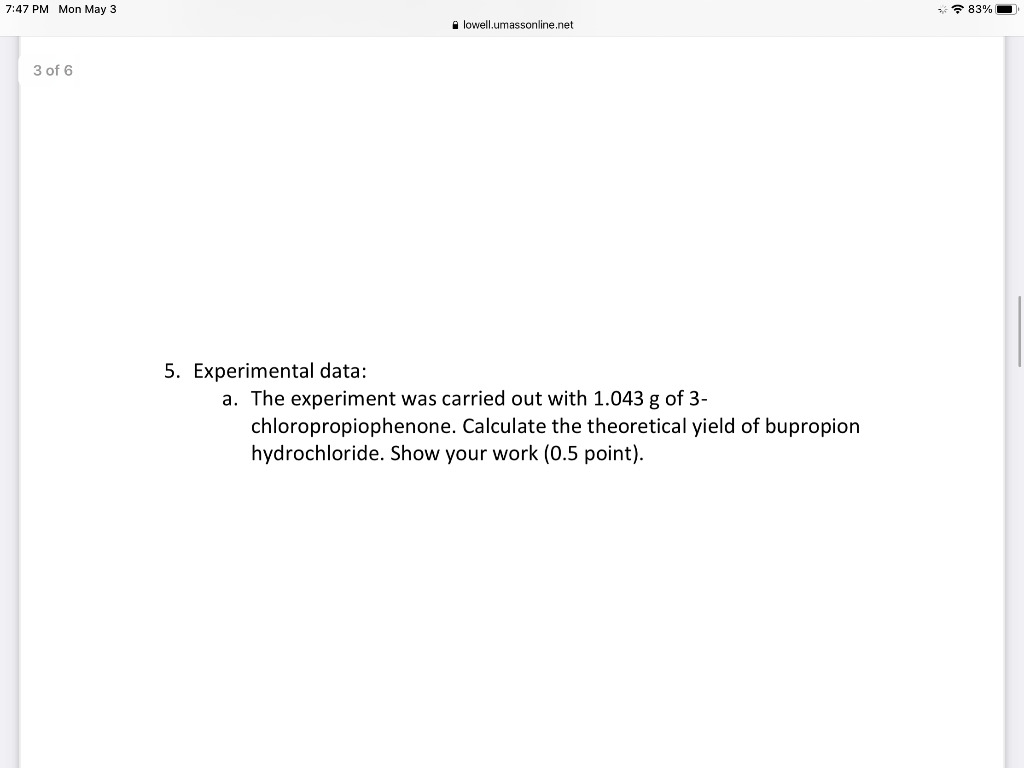Solved 7:47 PM Mon May 3 83% lowell.umassonline.net 3 of 6 | Chegg.com