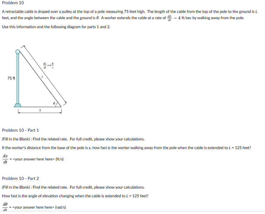 Solved Problem 10A retractable cable is draped over a pulley | Chegg.com