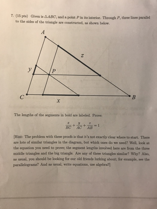 Solved 7, (15 pts) Given is ABC, and a point P in its | Chegg.com