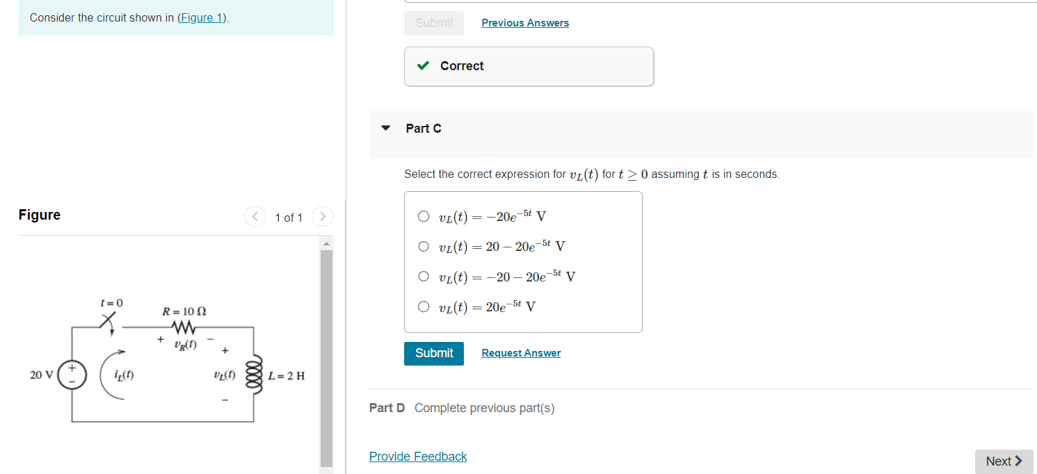Solved Consider the circuit shown in (Figure 1). Select the | Chegg.com