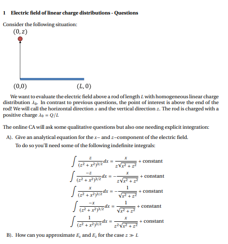 Solved 1 Electric field of linear charge distributions - | Chegg.com